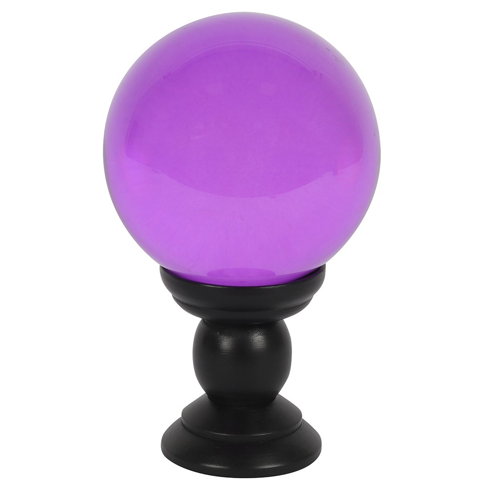 Crystal Ball Purple Large on Wooden Stand 130mm - Deja Vu Ltd
