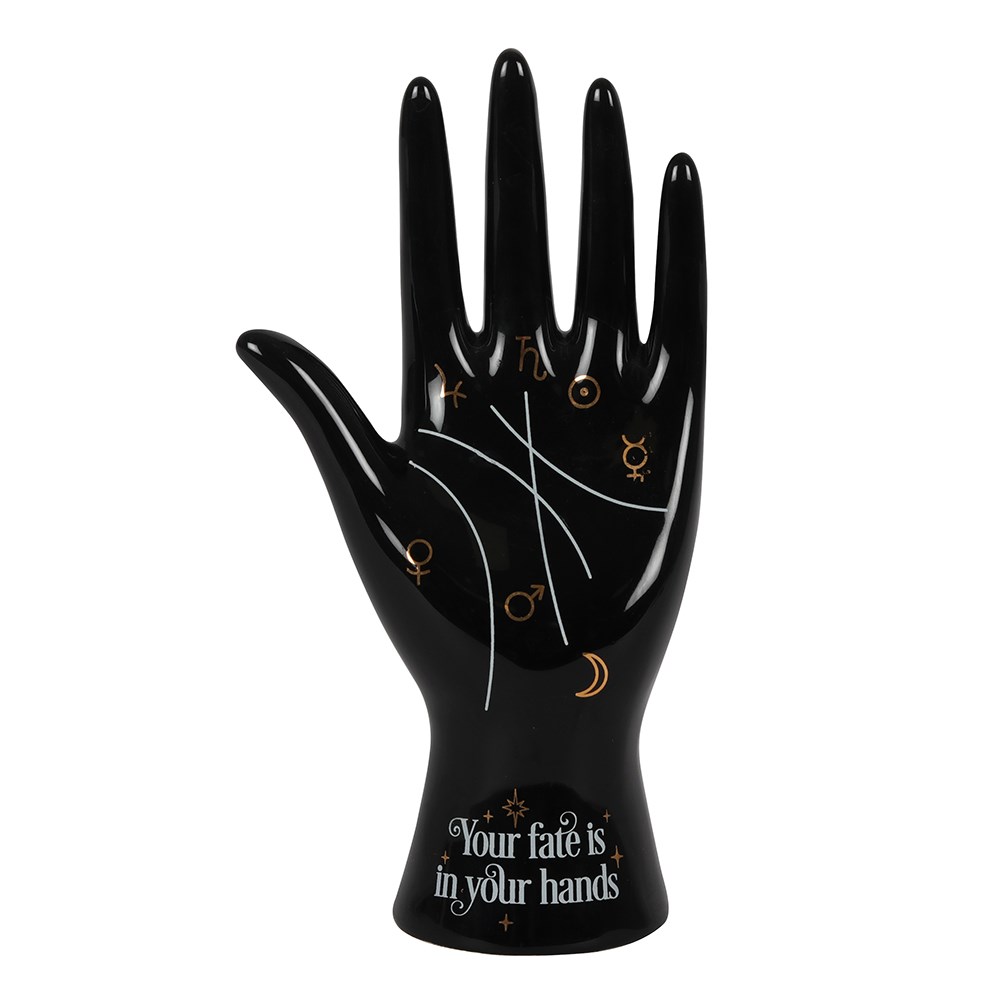 Ceramic Palmistry Black Hand Ornament - Deja Vu Ltd