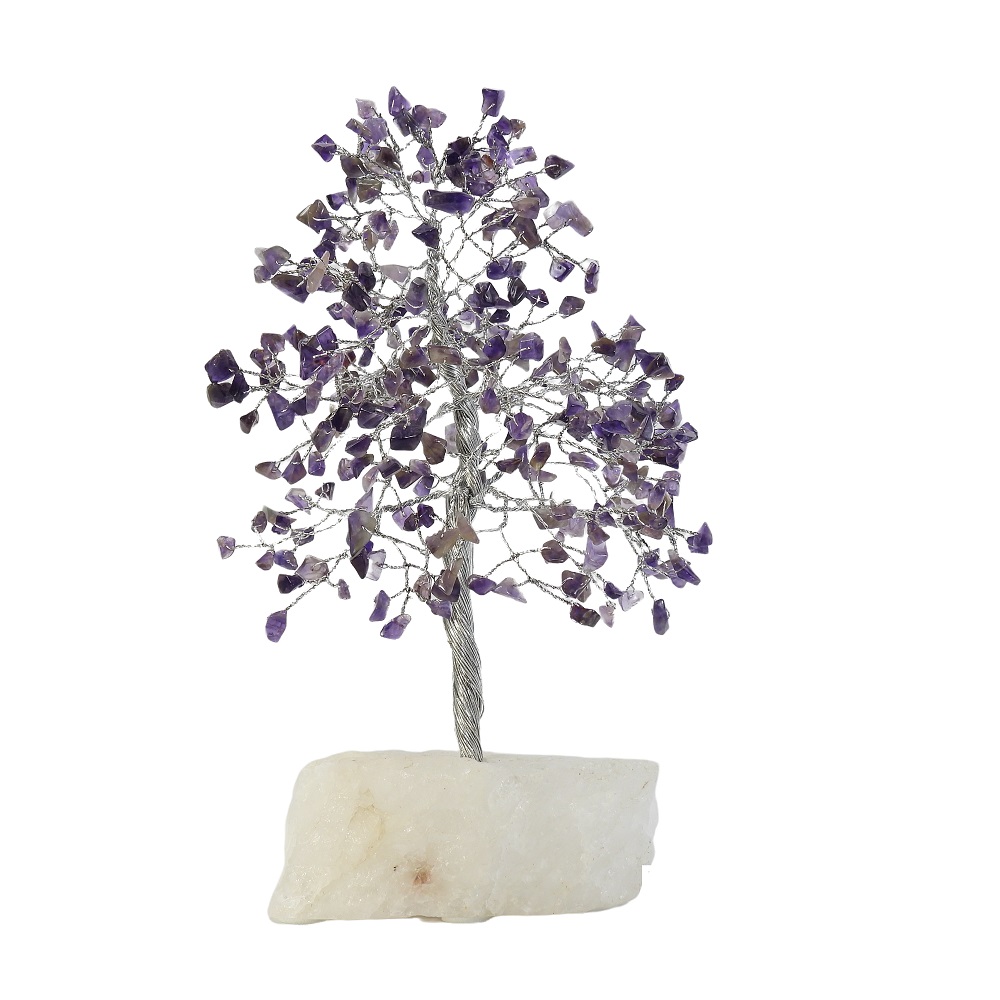 Amethyst Crystal Tree White Jade Base 25cm - Deja Vu