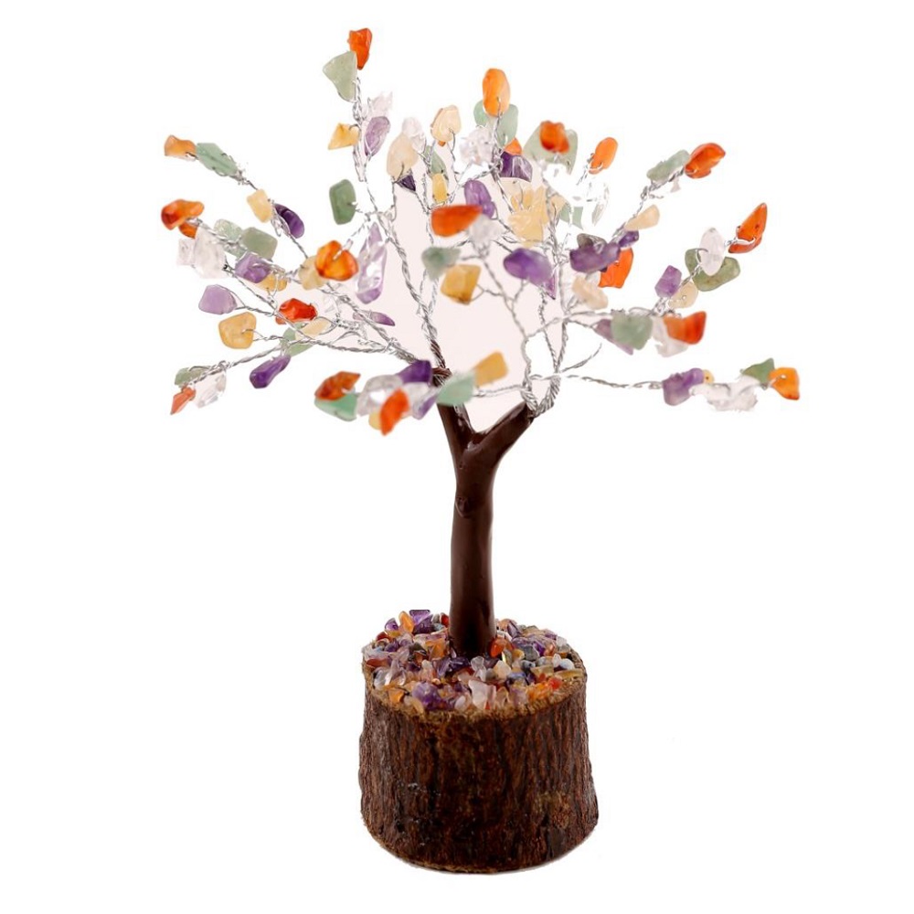 Multi Crystal Tree Neem Base 19cm - Deja Vu Ltd