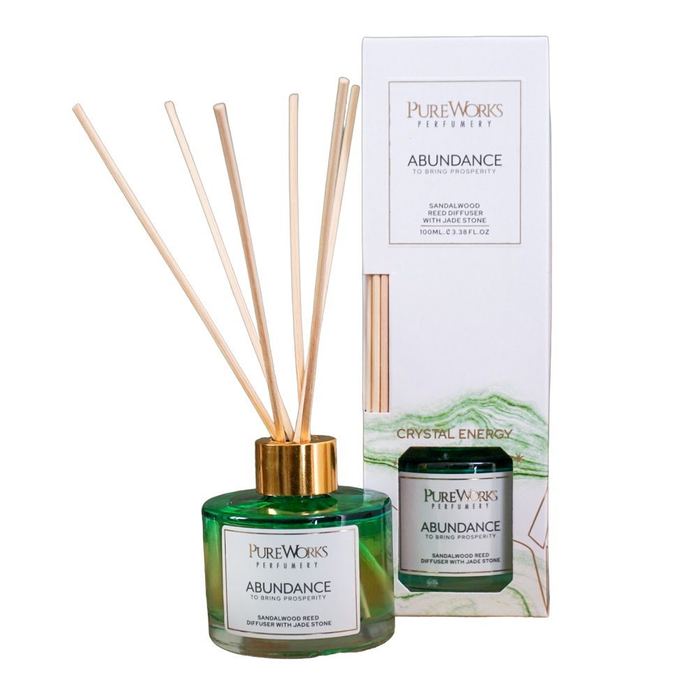 Reed Diffuser Abundance Sandalwood with Jade Crystal Energy - Deja Vu