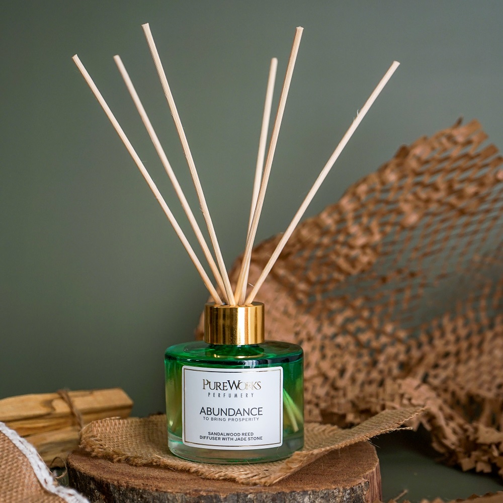 Reed Diffuser Abundance Sandalwood with Jade Crystal Energy - Deja Vu